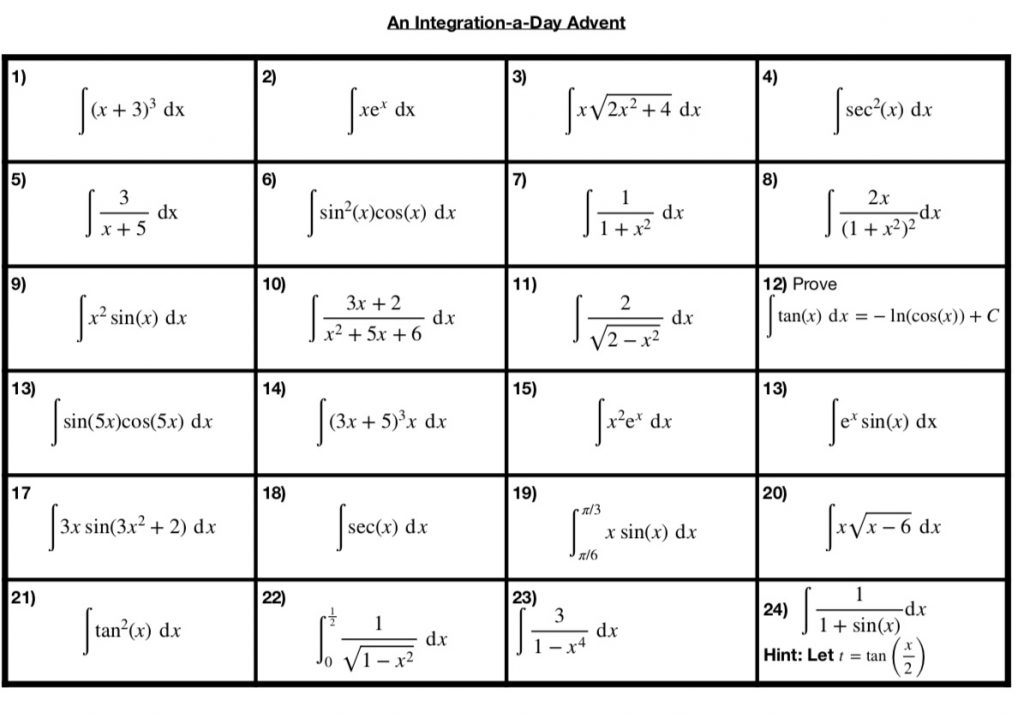 An Integration a day Advent – MathematicsAndCoding