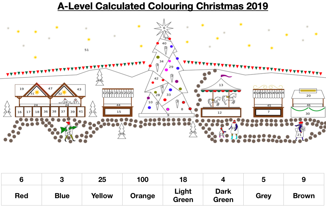 Christmas Calculated Colouring 2019 – MathematicsAndCoding